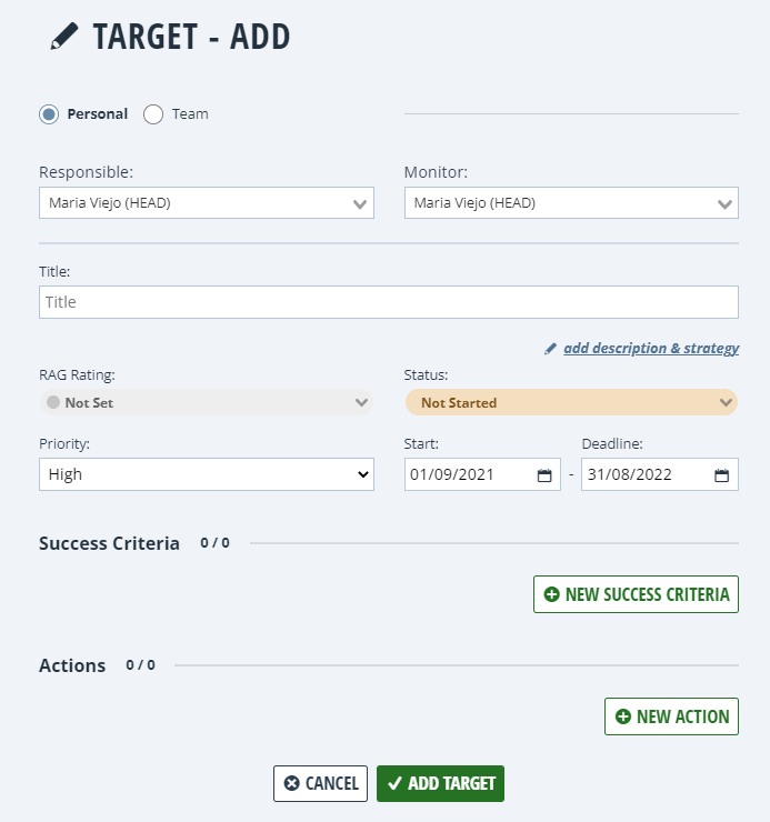 Creating Personal Targets – Perspective