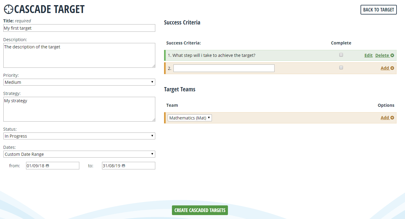 Cascading Targets – Perspective