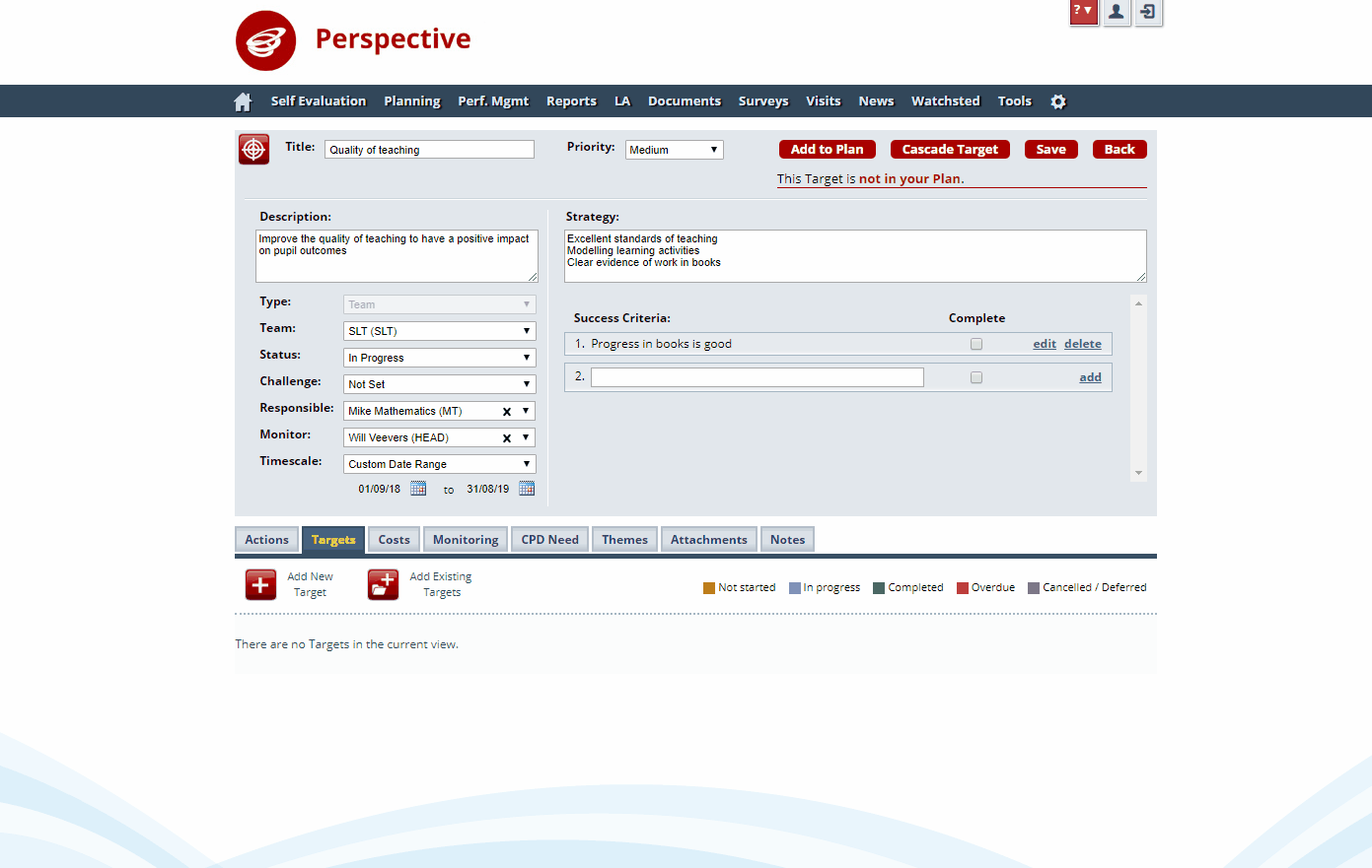 Cascading Targets – Perspective