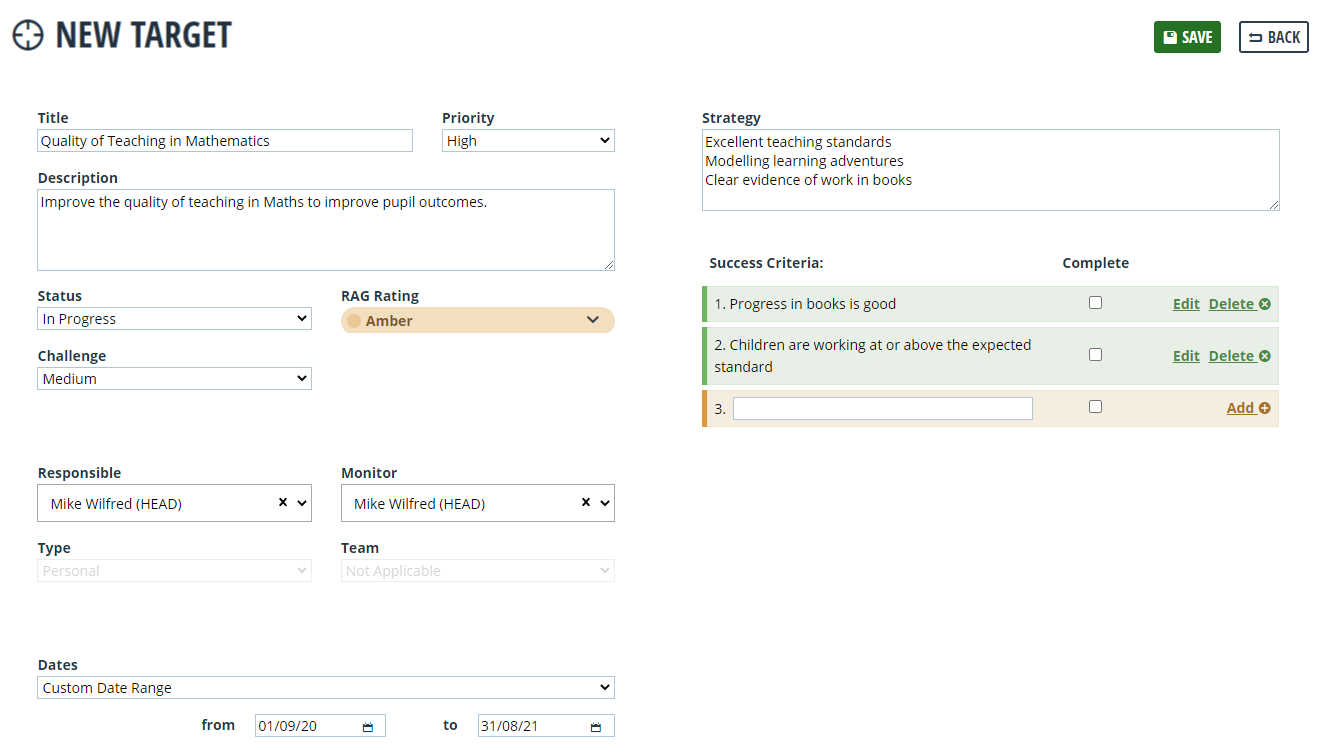 Creating Personal Targets – Perspective